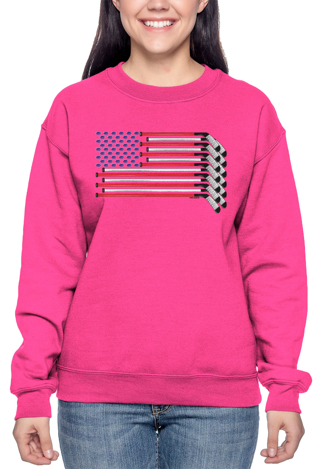 American Flag With Hockey Sticks Sports Puck Sticks Ice Sweatshirt EBay